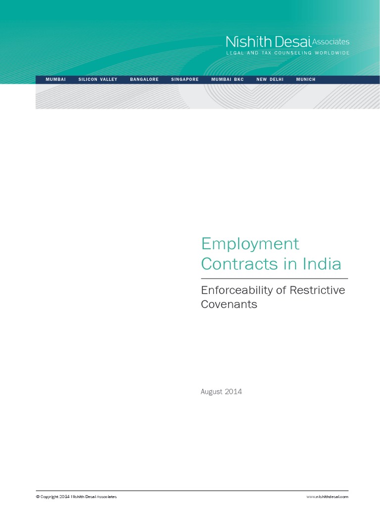 Employment Contracts In India Pdf Restraint Of Trade Trade Secret