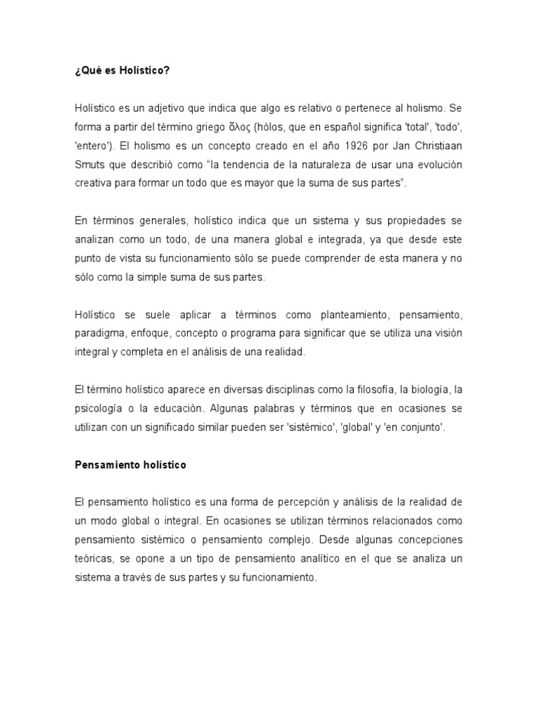 Definición de Holístico y su Significado | PDF