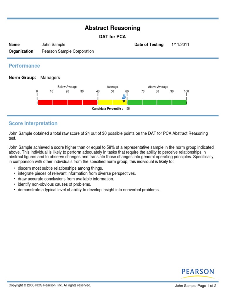 Dat Abstract Reasoning Sample Report 1 PDF | PDF | Test (Assessment ...