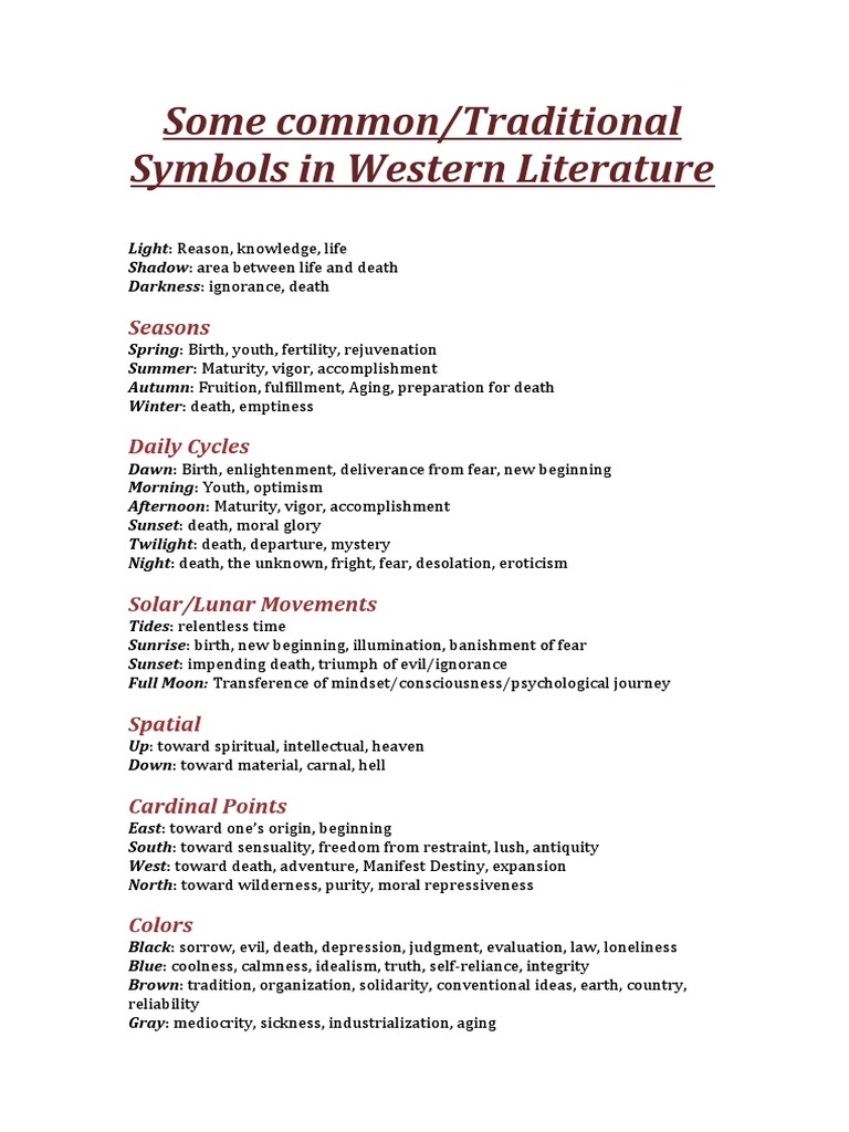 Common Literary Symbols