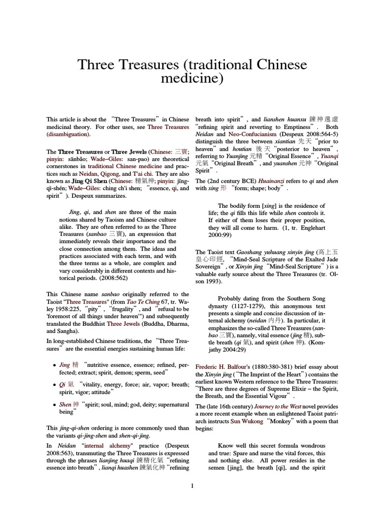 Understanding the Three Treasures in TCM | PDF | East Asia | China