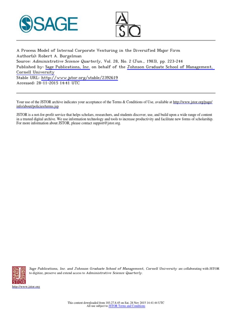 Internal Corporate Venturing Process Model in Diversified Firms | PDF ...