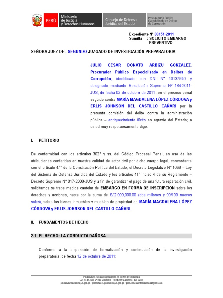 Formato - Solicitud de Embargo | PDF | Ley procesal | Procedimiento ...