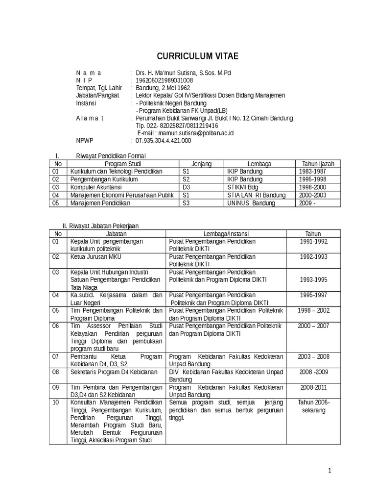 Curriculum Vitae Mamun 2014 Kupang | PDF