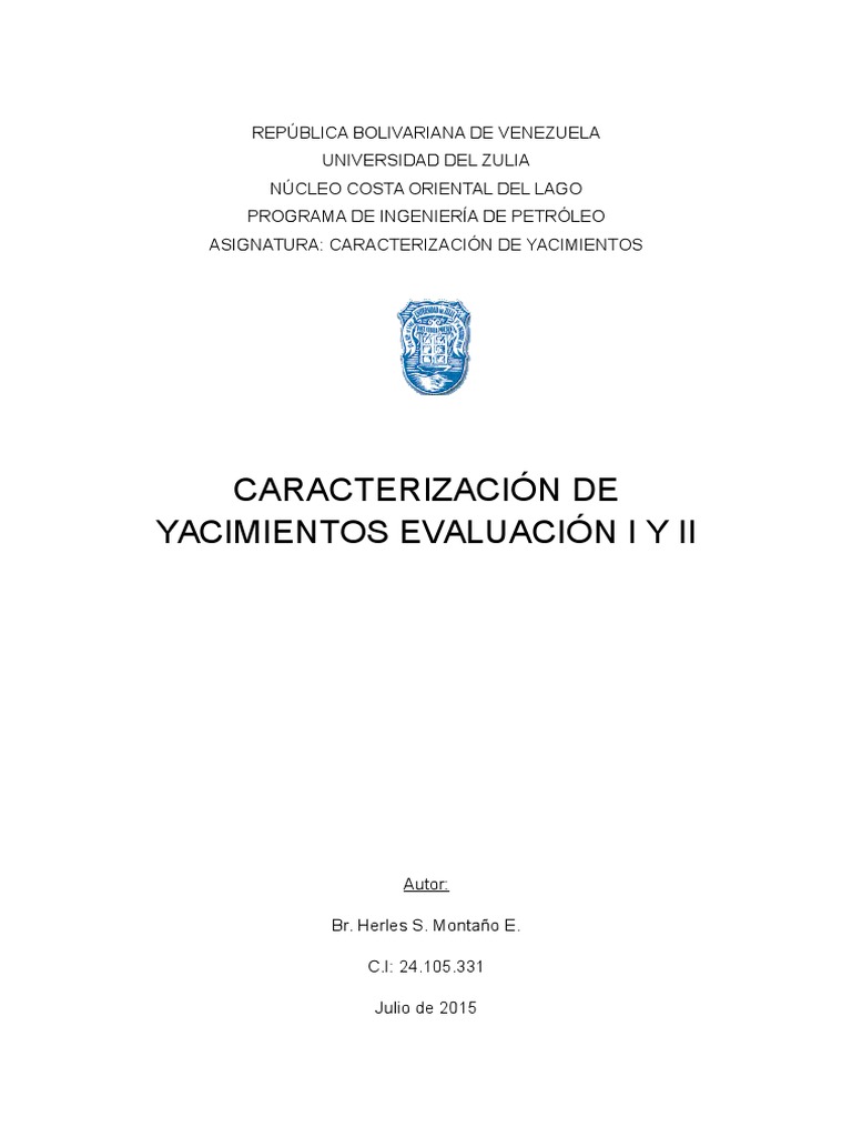 Caracterización de Yacimientos | PDF | Depósito de petróleo | Petróleo