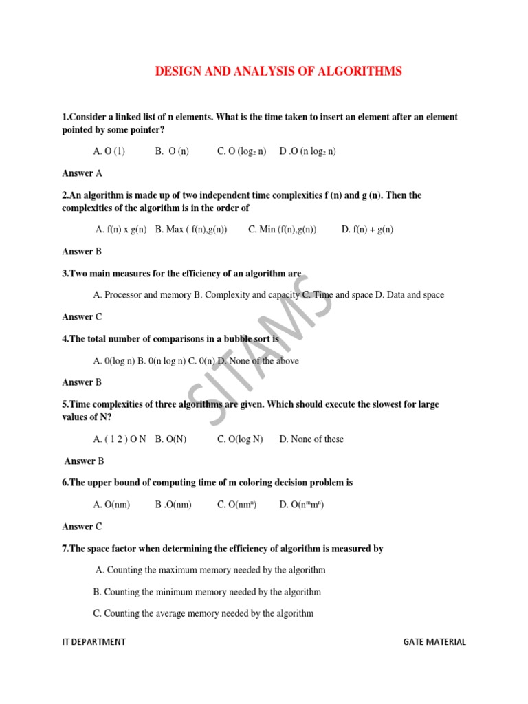 Algorithm Question Set Time Complexity Algorithms And Data Structures