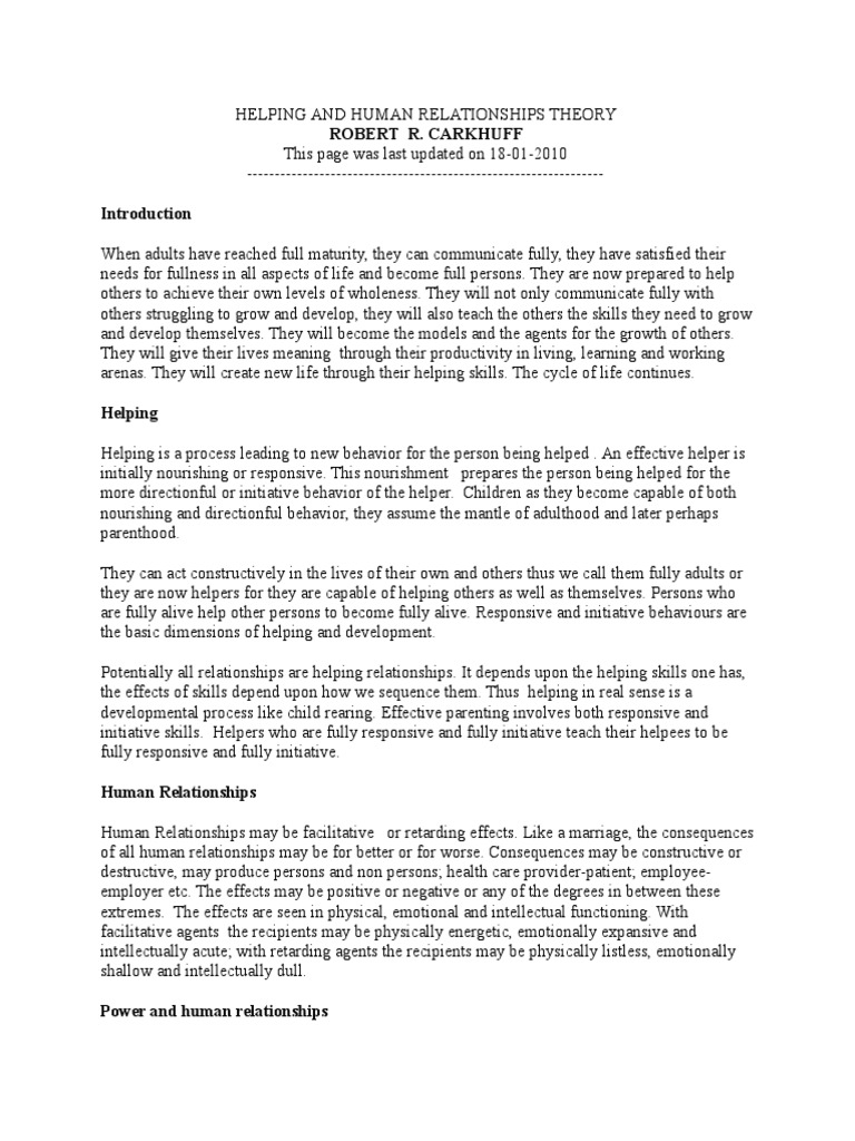 Carkhuff's Helping Model Explained | PDF | Career & Growth | Science ...