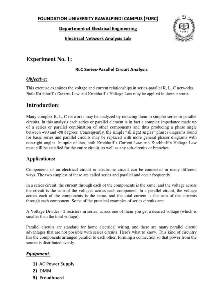 RLC Series-Parallel Circuit Analysis | PDF | Series And Parallel ...