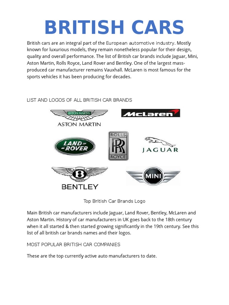 The History of British Cars | PDF