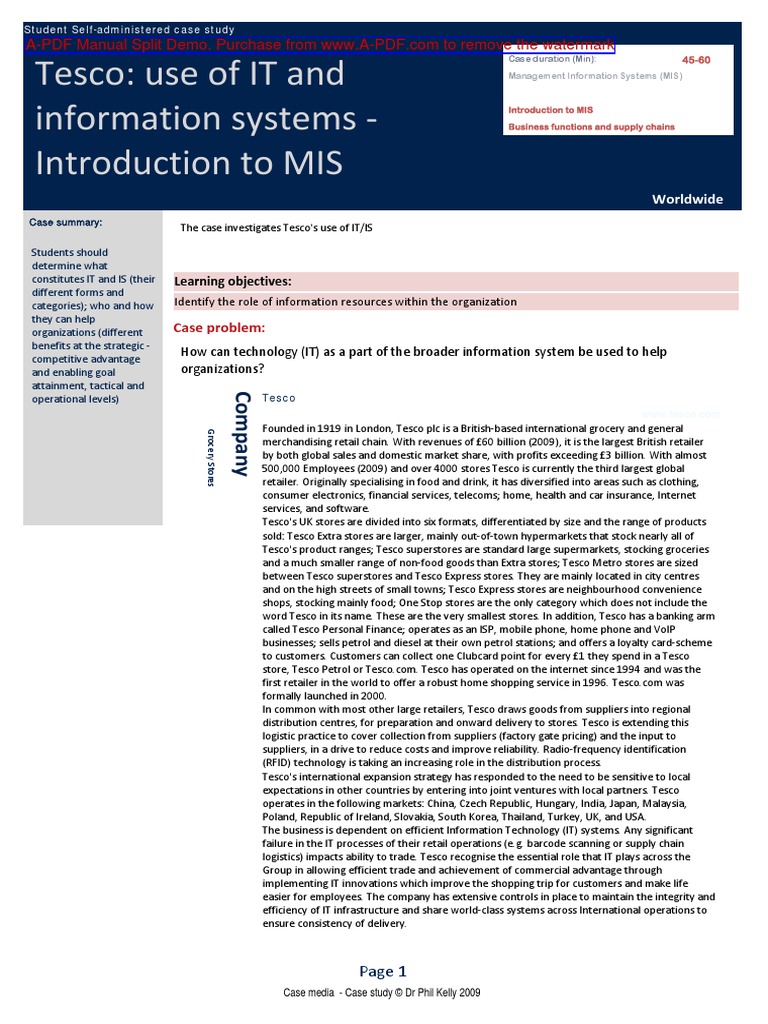 Tesco Case Study | PDF | Tesco | Grocery Store