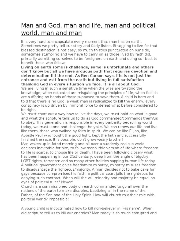 Man and God, Man and Life, Man and Political World, Man and Man | PDF ...