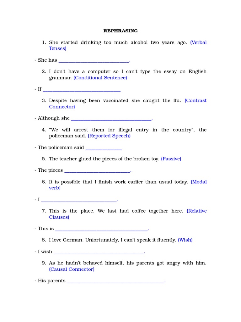 Rephrasing For 2 Bach Original | PDF | Verb | English Language