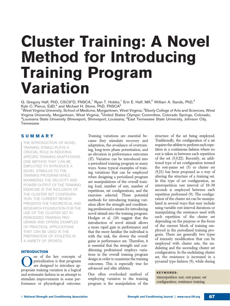 Cluster Training | PDF | Strength Training | Weight Training