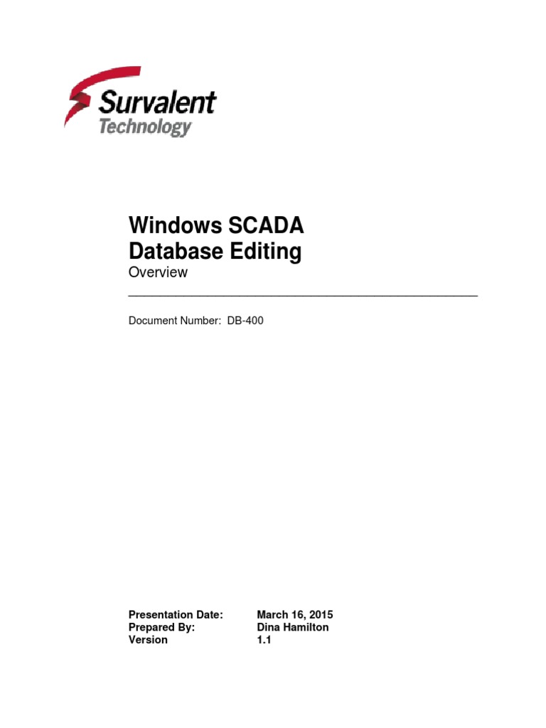 DB-400 Windows SCADA Database Editing Overview 1.1 | PDF | Scada ...