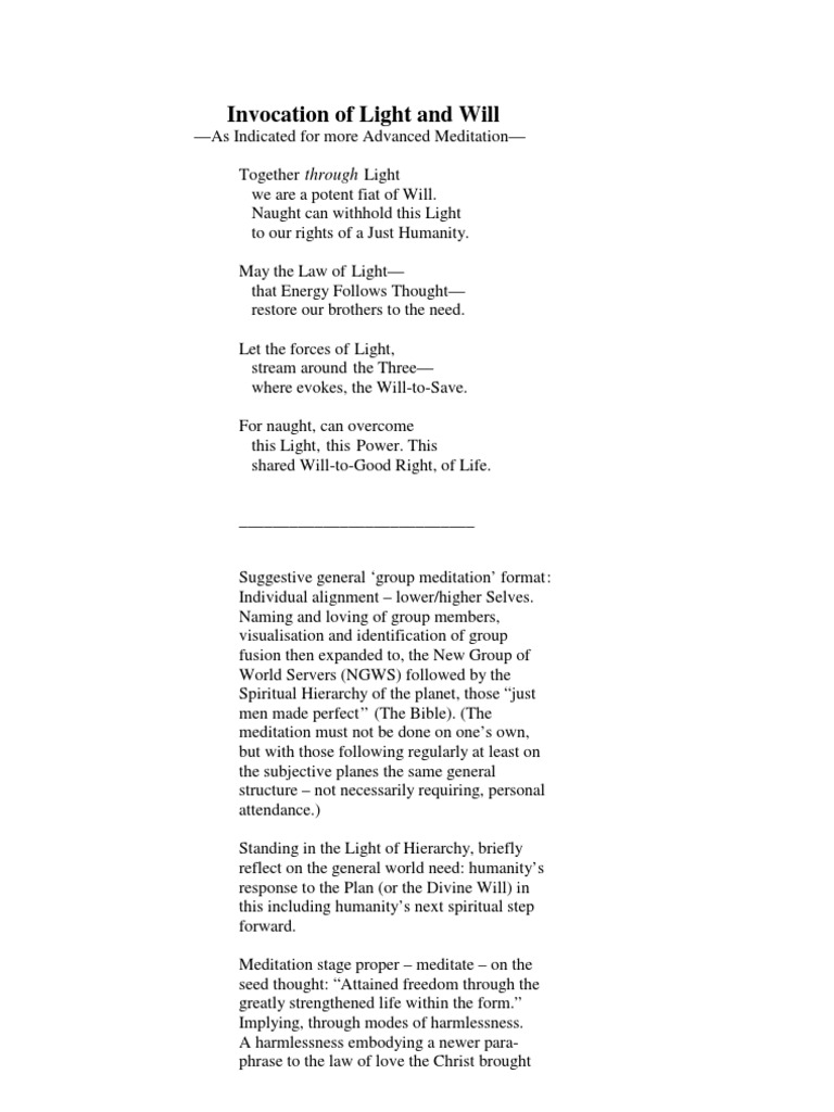 Invocation of Light and Will | PDF | Meditation | Mysticism