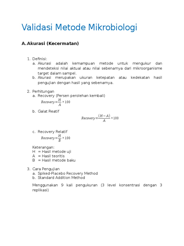 Metode Validasi Mikrobiologi | PDF