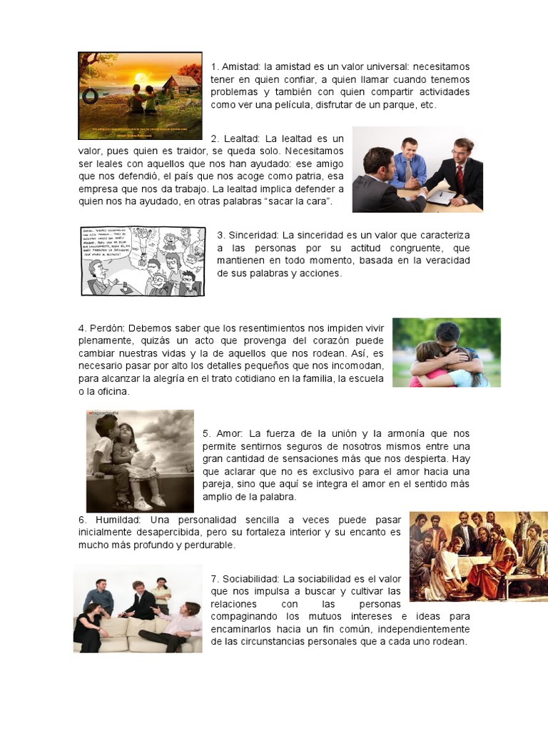 50 Valores Significado e Imagen | PDF | Felicidad | Actitud (psicología)
