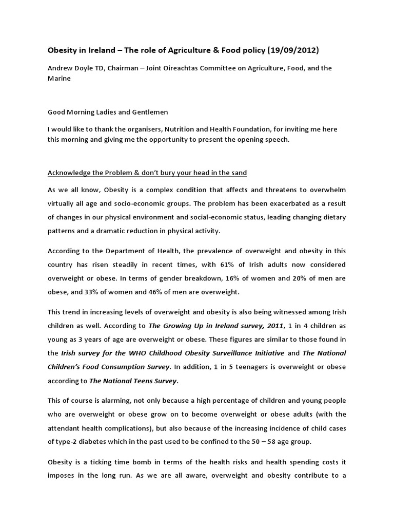 Ex For Speech About The Obesity | PDF | Obesity | Healthy Diet