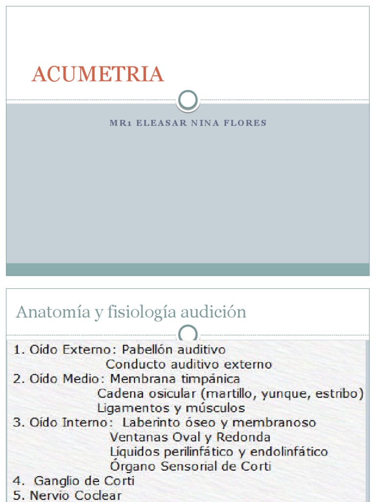 Diagnóstico Auditivo: Acumetría y Audiometría | PDF | Sonido | Decibel