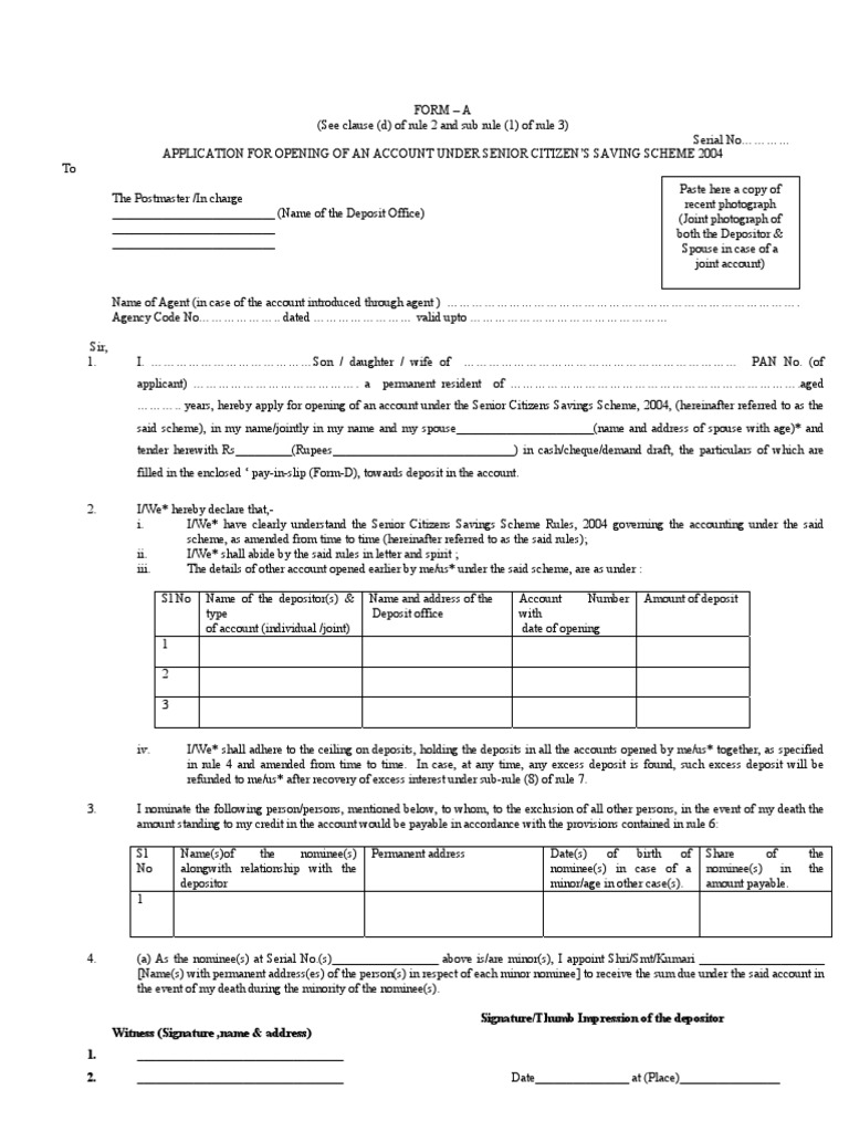 Application Form For Opening SCSS | PDF | Government | Government Information