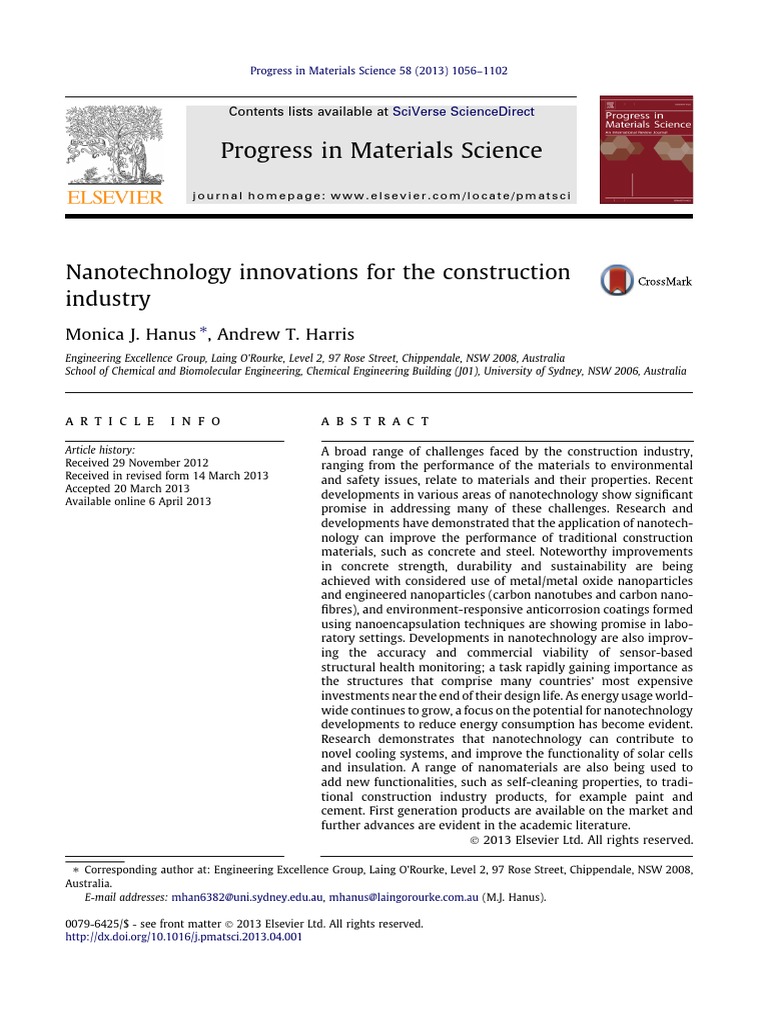 Nanotechnology Innovations For The Construction Industry | PDF ...