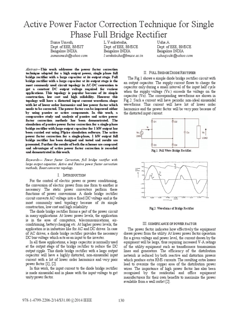 Active Power Factor Correction Technique For Single Phase Full Bridge