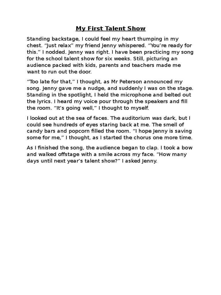 My First Talent Show Experience | PDF