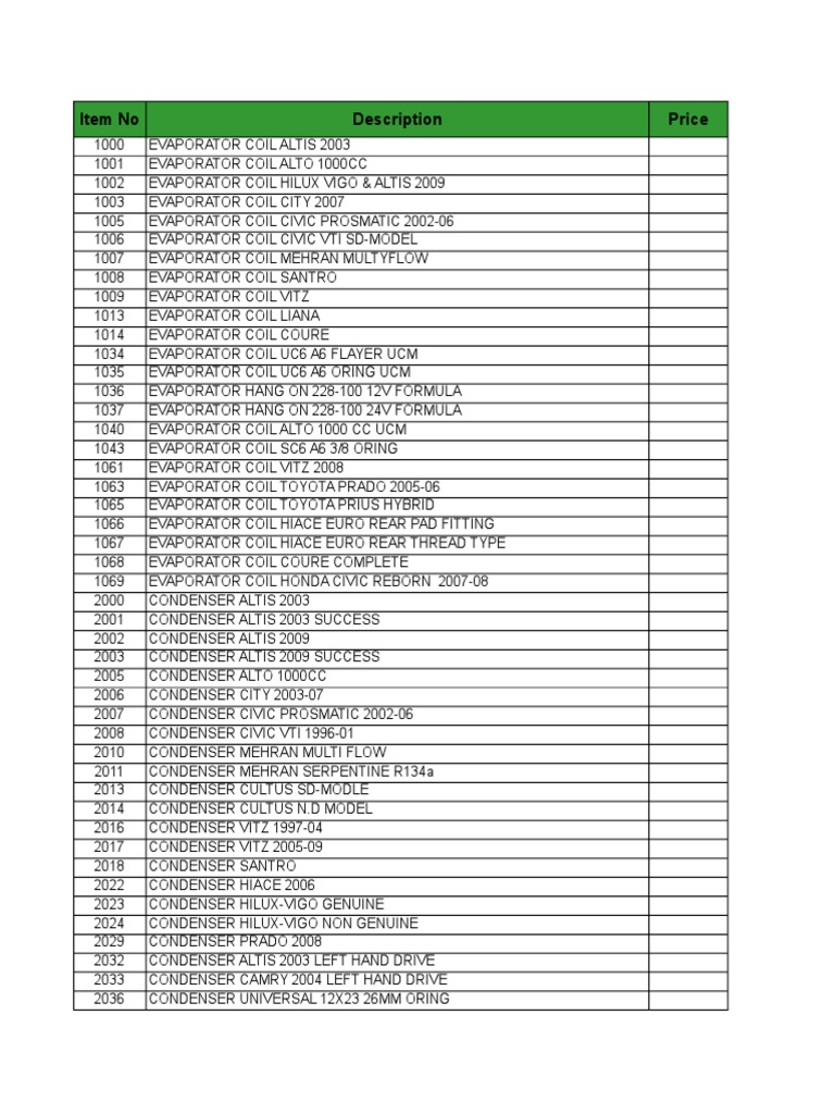 Auto Ac Partrs | PDF | Car Manufacturers Of Japan | Automotive Technologies