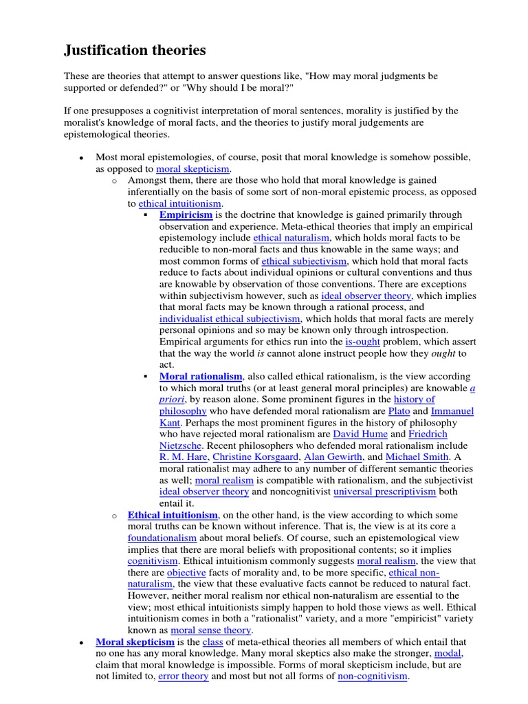 Justification Theories | PDF | Rationalism | Epistemology