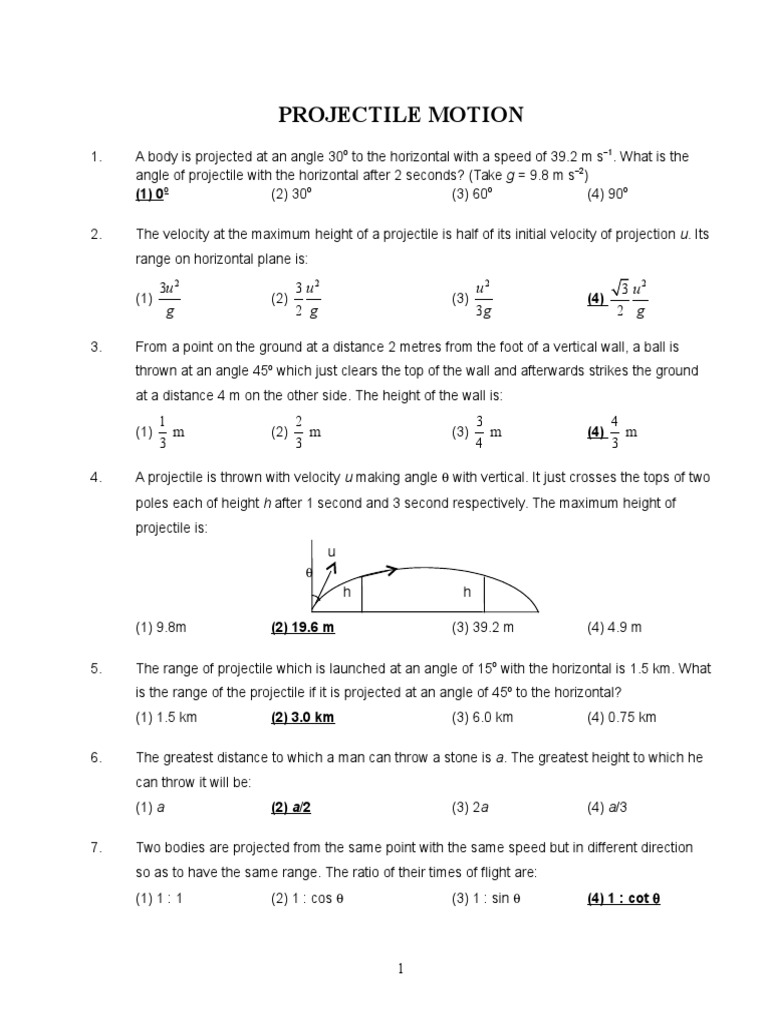 Physics Projectile Problems | PDF | Acceleration | Trajectory