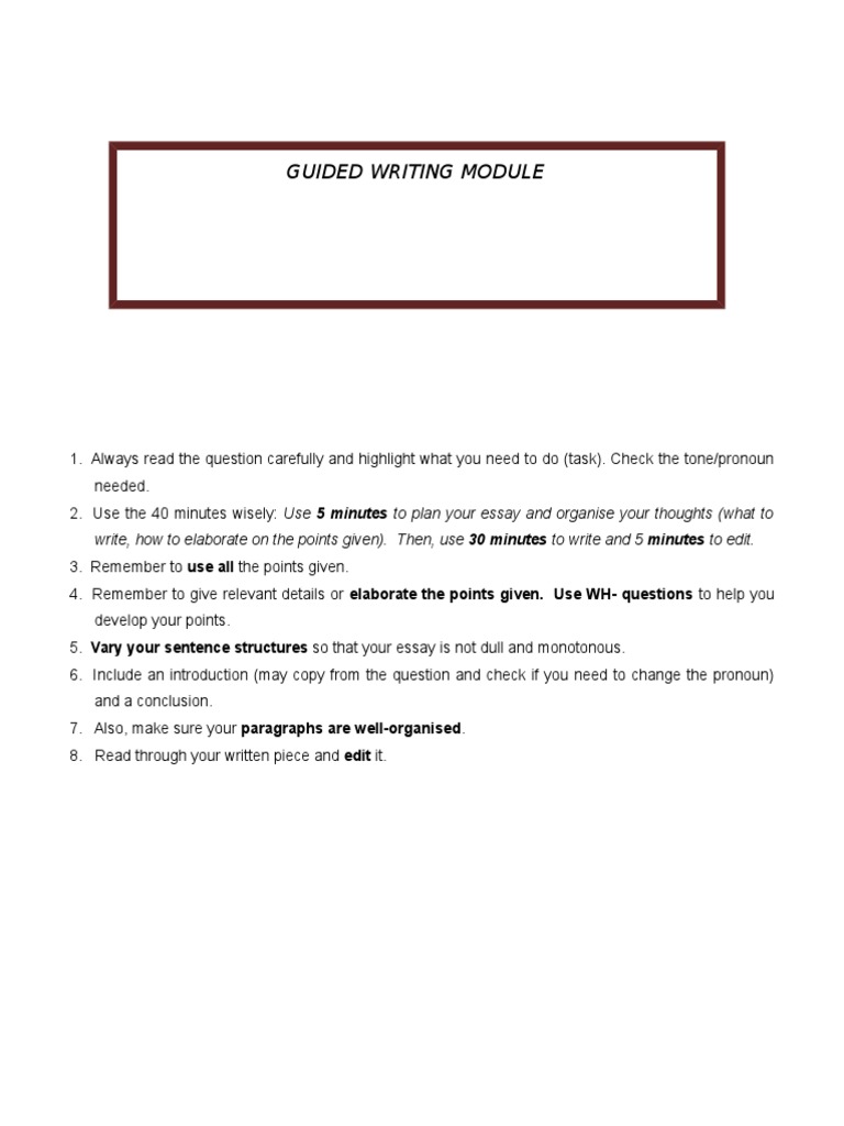 Guided Writing | PDF | Question | Sports