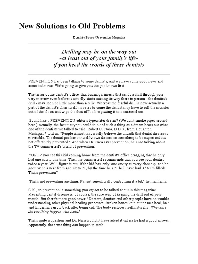 3-New Solutions To Old Problems | PDF | Dentistry | Nutrition