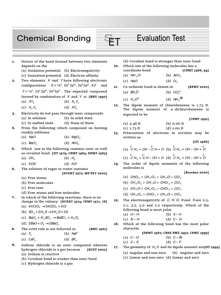 Test Chem | PDF | Covalent Bond | Chemical Compounds