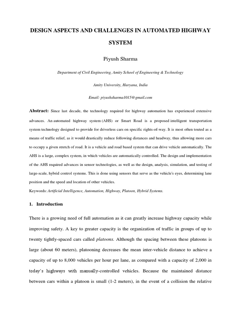 Design Aspects and Challenges in Automated Highway System | PDF | Magnetometer | Automation