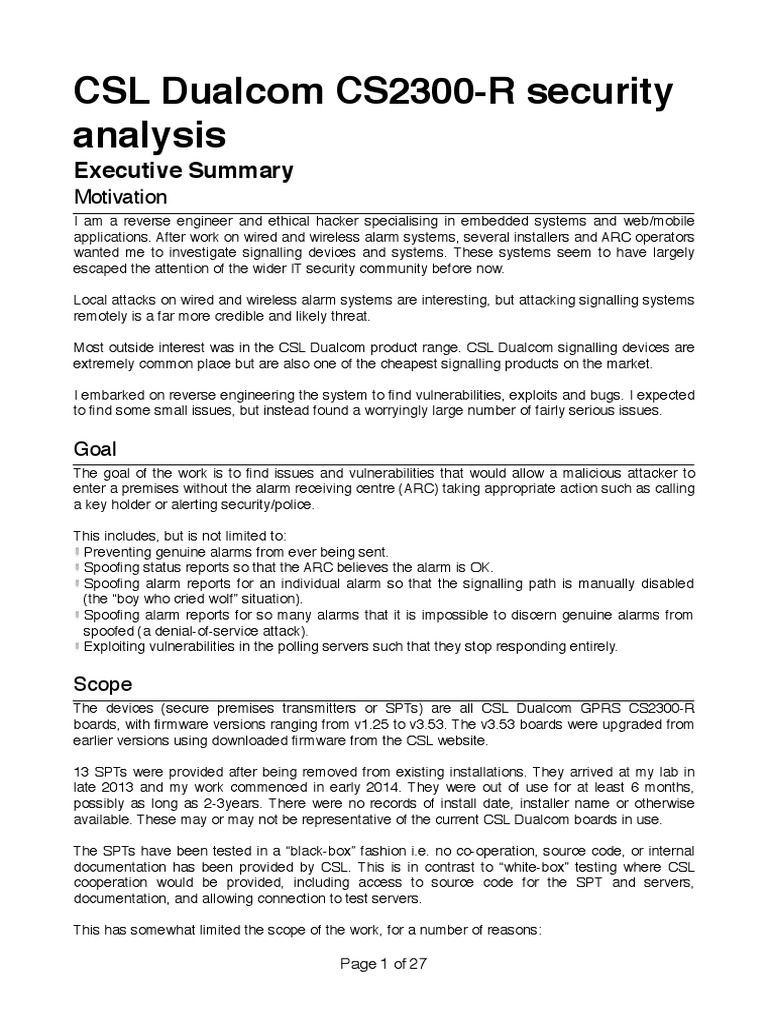 CSL Dualcom CS2300 Security Analysis 2015 v4 | PDF | Key (Cryptography ...