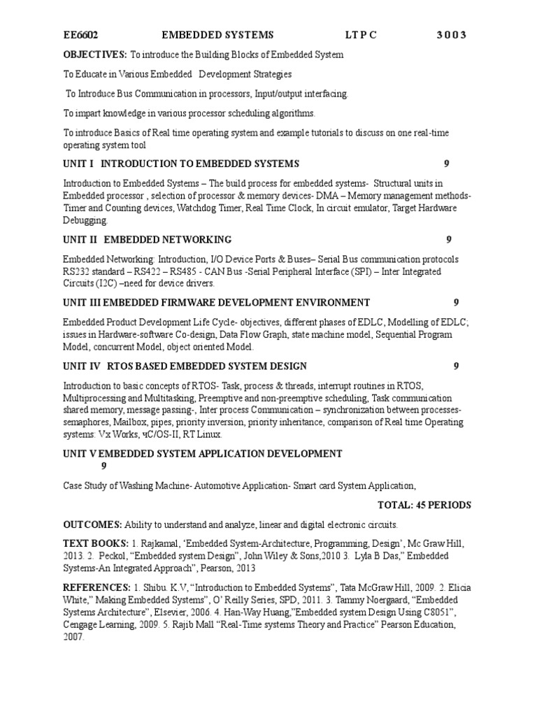 Ee6602 Embedded Systems | PDF | Embedded System | Process (Computing)
