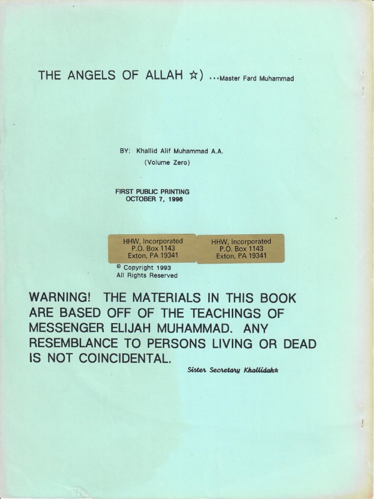 Angels of Allah: Master Fard Muhammad Vol Zero | PDF