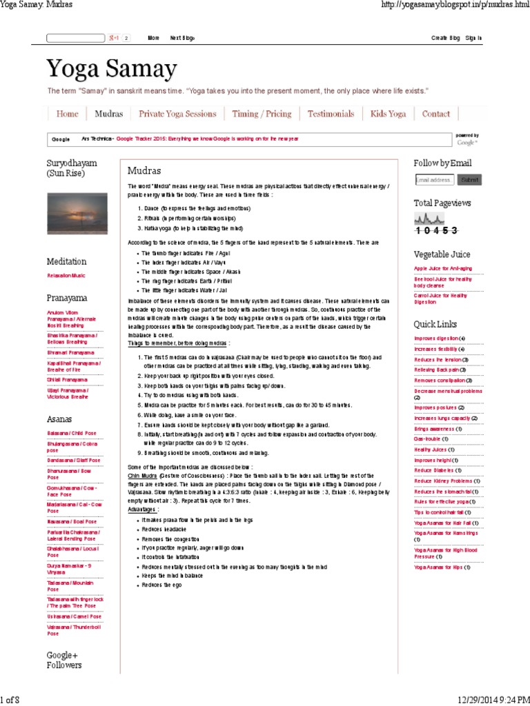 Yoga Samay Hand Mudras | PDF | Breathing | Wellness