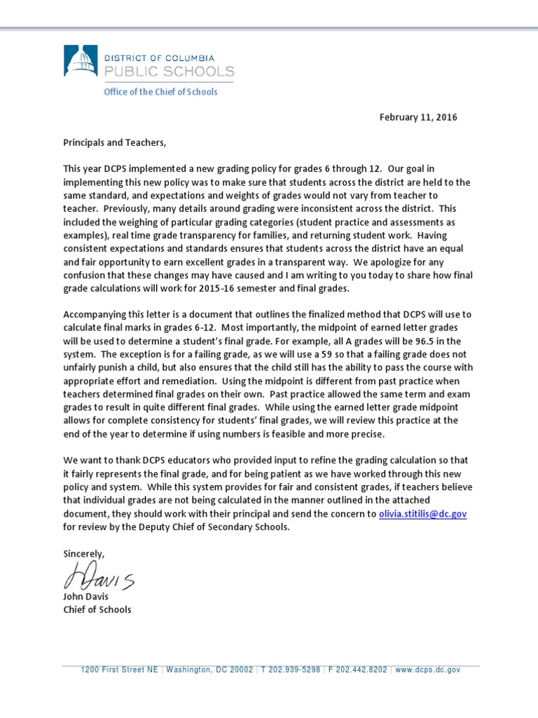 DCPS Grading Policy Overview 2016 | PDF