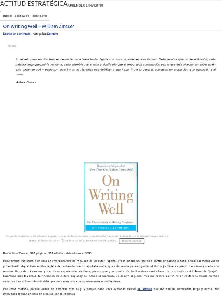 On Writing Well William Zinsser Pdf Humor Escritura