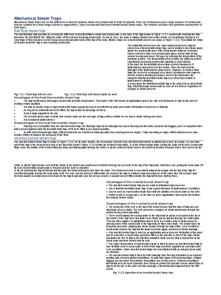 Mechanical Steam Traps Pdf Valve Steam