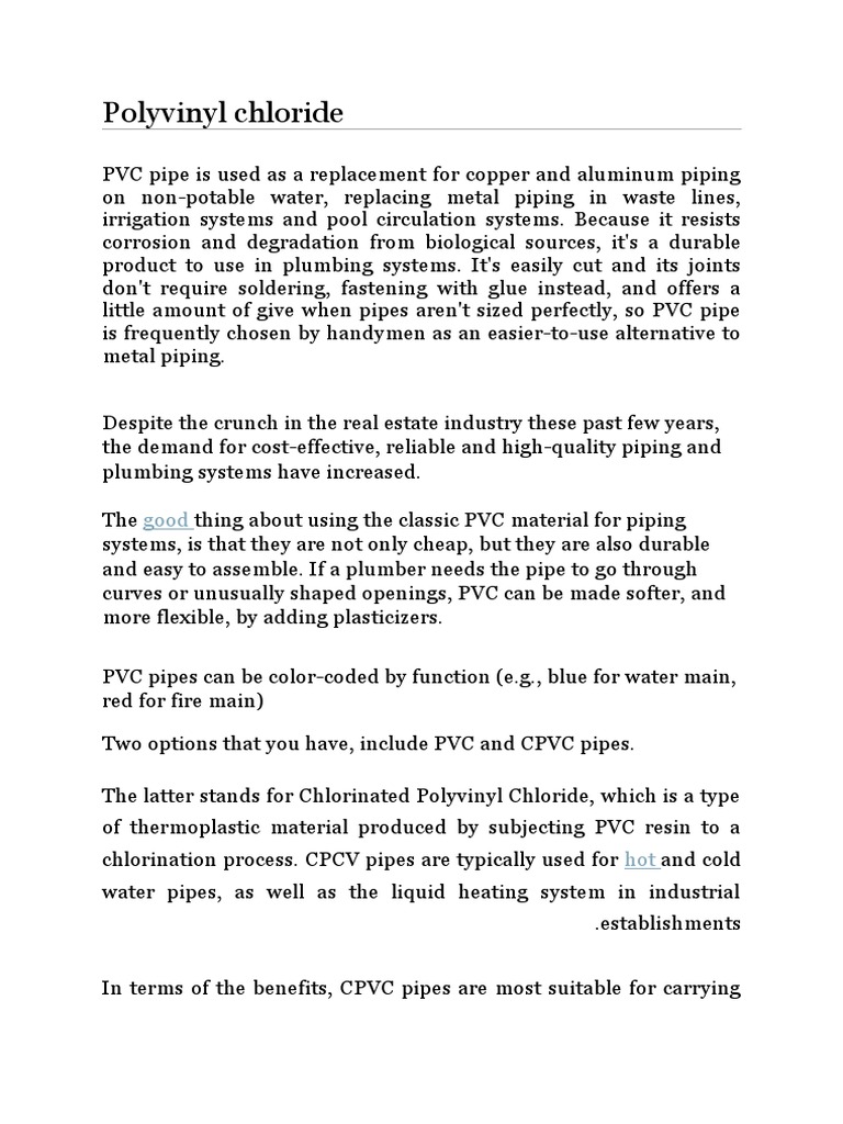 Types of PVC Pipes | PDF | Polyvinyl Chloride | Pipe (Fluid Conveyance)