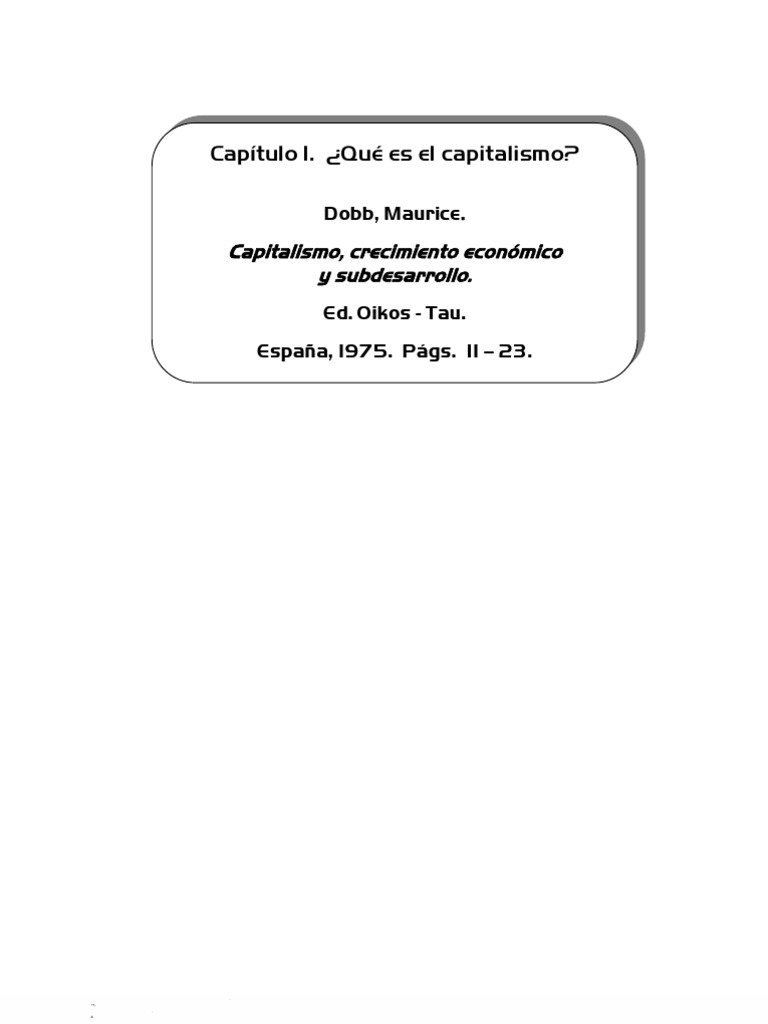 M Dobb - Capitalismo - Cap1 | PDF | Capitalismo | Capital (economía)