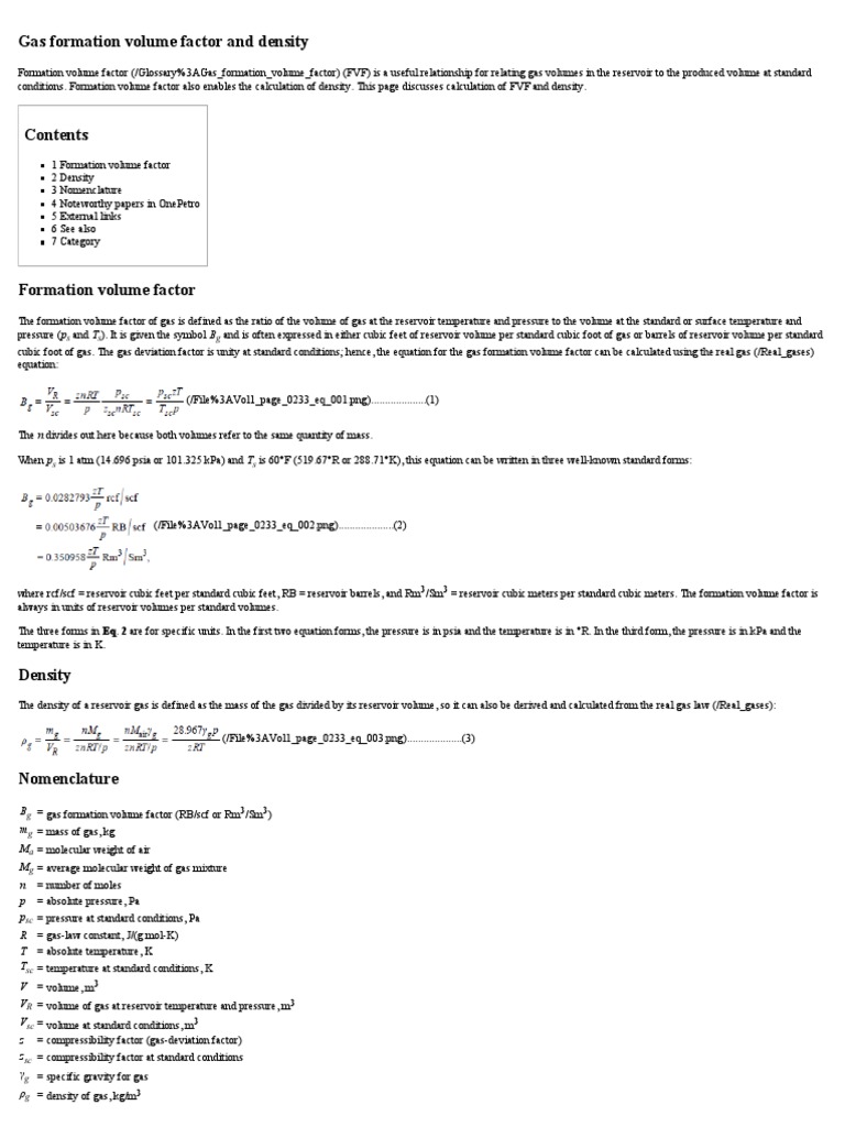 Gas Formation Volume Factor and Density PDF | PDF | Gases | Volume
