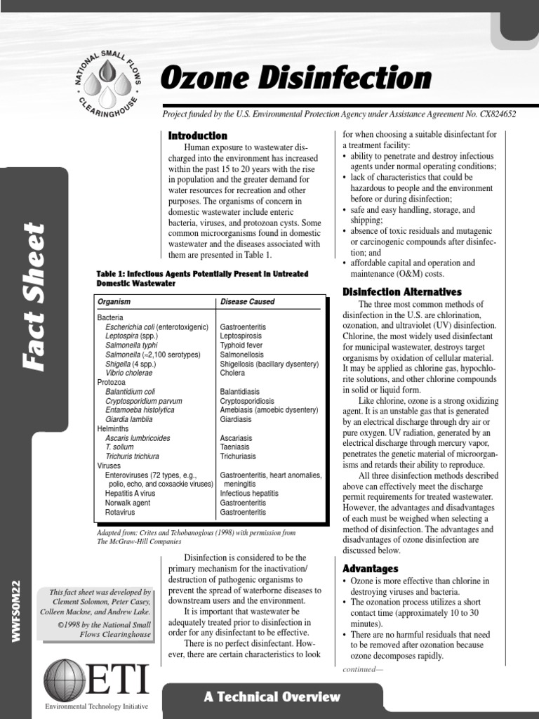 Ozone Disinfection: A Technical Overview | PDF | Ozone | Sewage Treatment