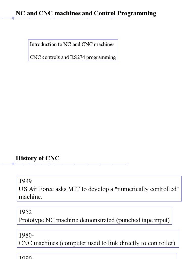 Introduction To NC and CNC Machines CNC Controls and RS274 Programming | Download Free PDF ...