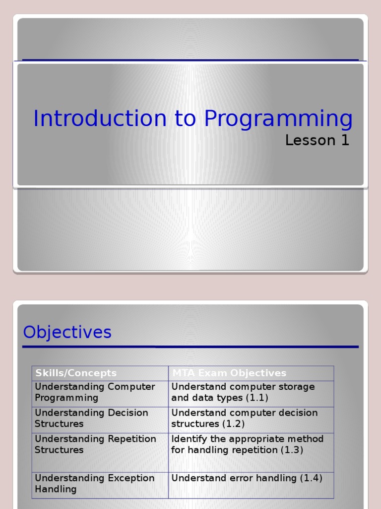 98-361 Lesson01 Slides | Download Free PDF | Control Flow | C Sharp ...