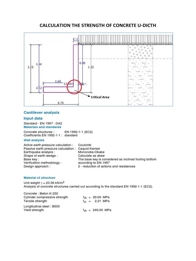 Structure Calculation Concrete U Ditch | PDF | Strength Of Materials ...