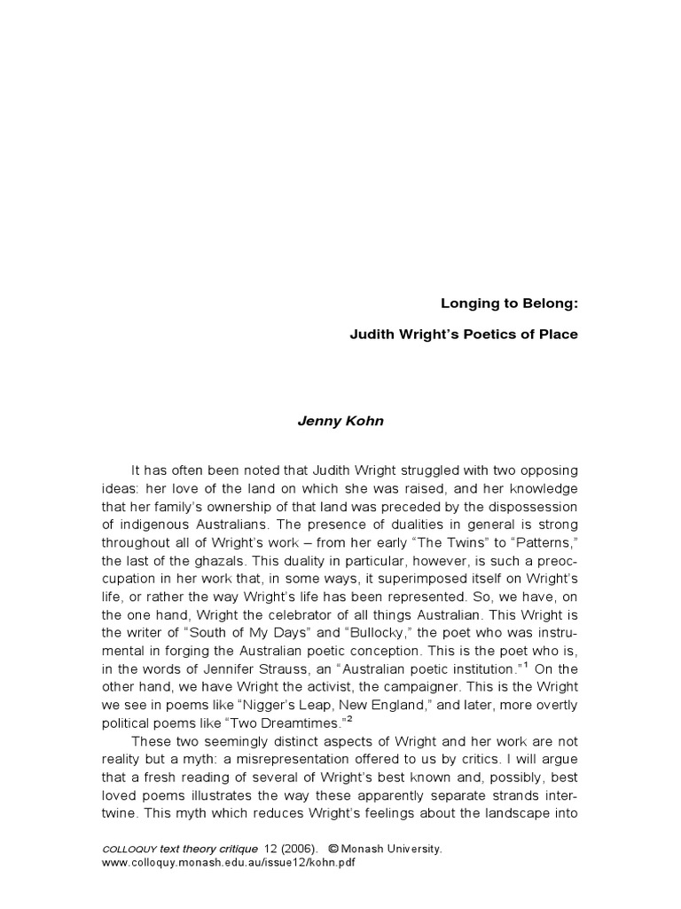 Judith Wright | Poetry | Landscape