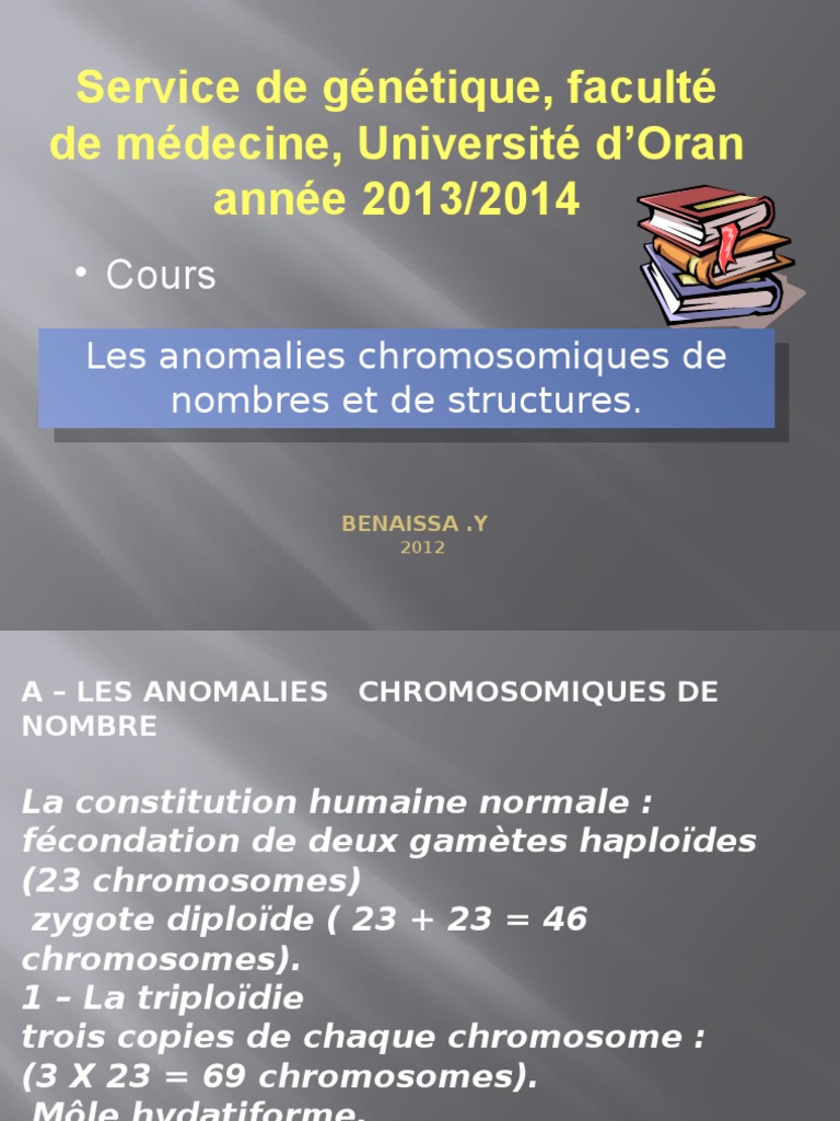 Cours - Anomalie Chromosomique | PDF | Cytogénétique | Génétique
